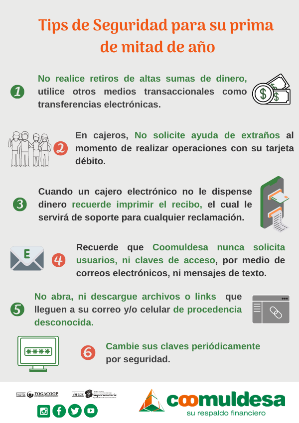 Tips de Seguridad | Coomuldesa ∙ Cooperativa de ahorro y crédito